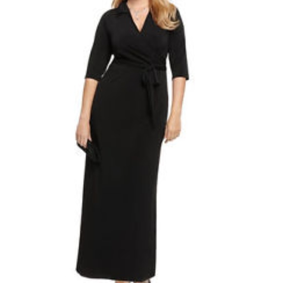 NY Collection | Dresses | New Ny Collection Faux Wrap Maxi Dress Black ...
